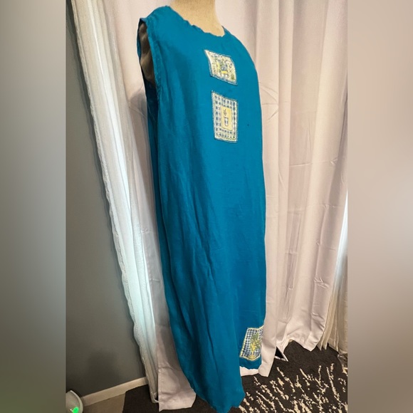 Onque Casuals | Dresses | Vintage Onque Casuals Womens Long Blue Linen ...